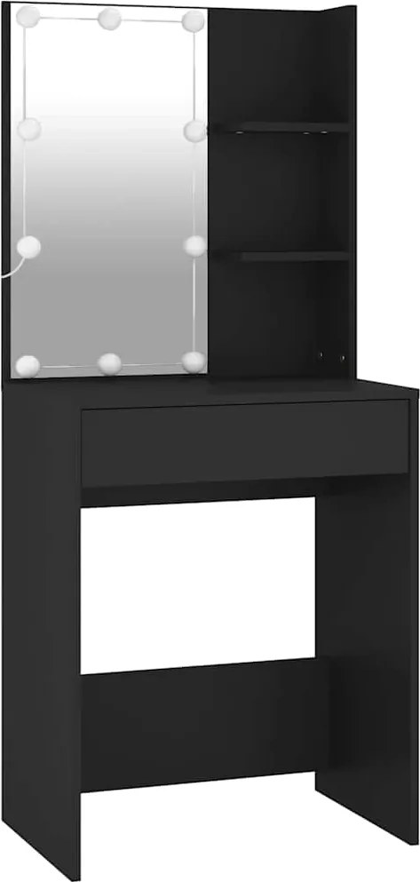 Set toaletního stolku s LED černý kompozitní dřevo 3114108