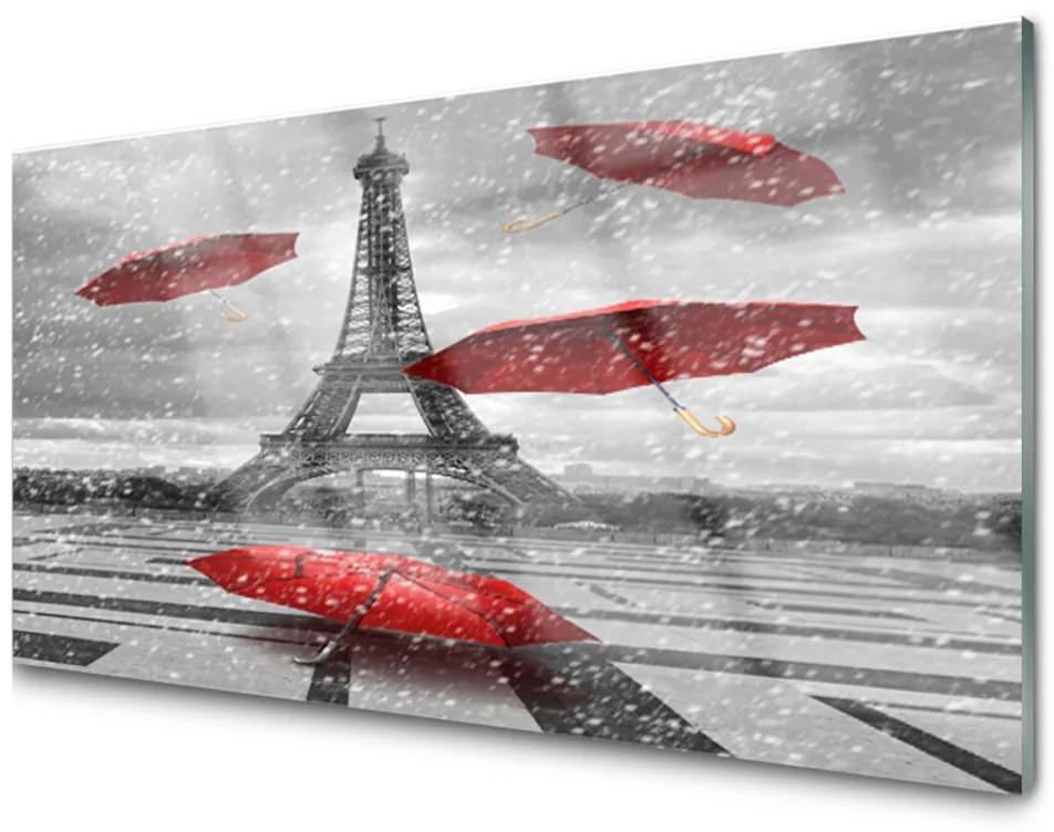Skleněný obraz Eiffelova Věž Paříž Deštník