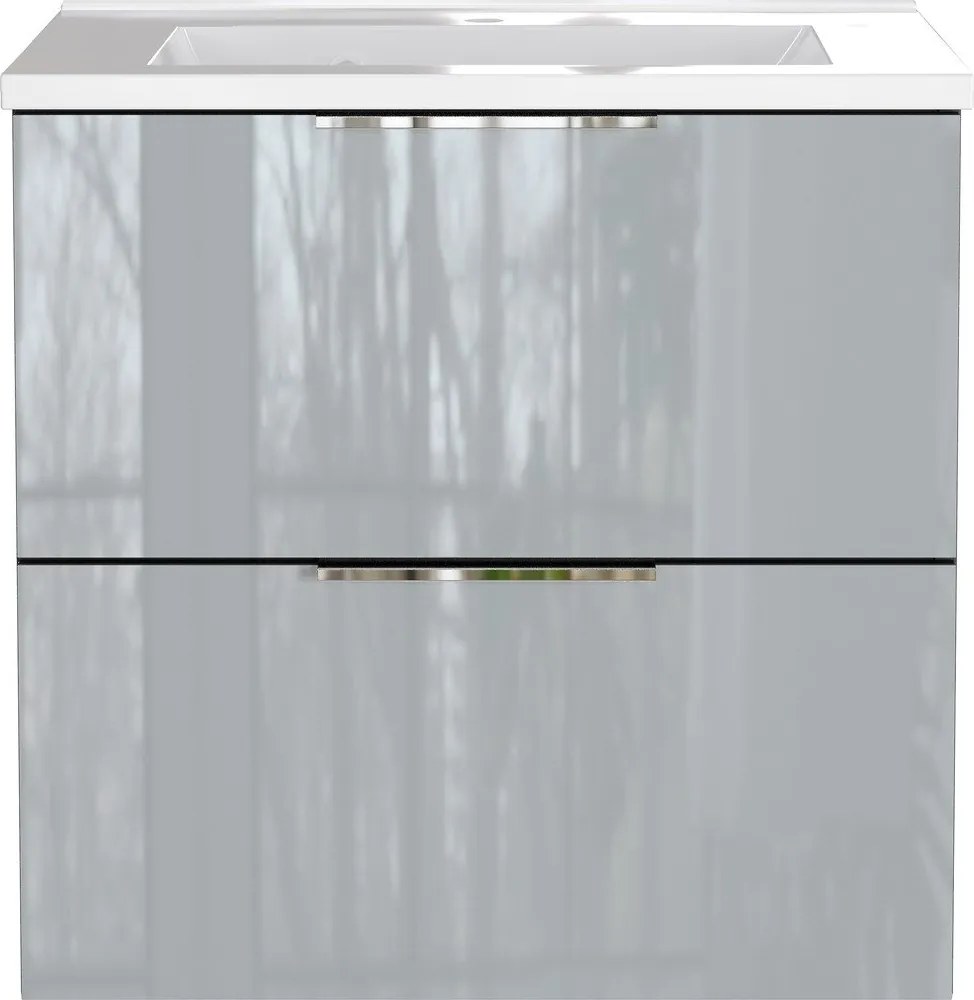 Šedá lesklá závěsná skříňka pod umyvadlo 61x61 cm Celano – Germania