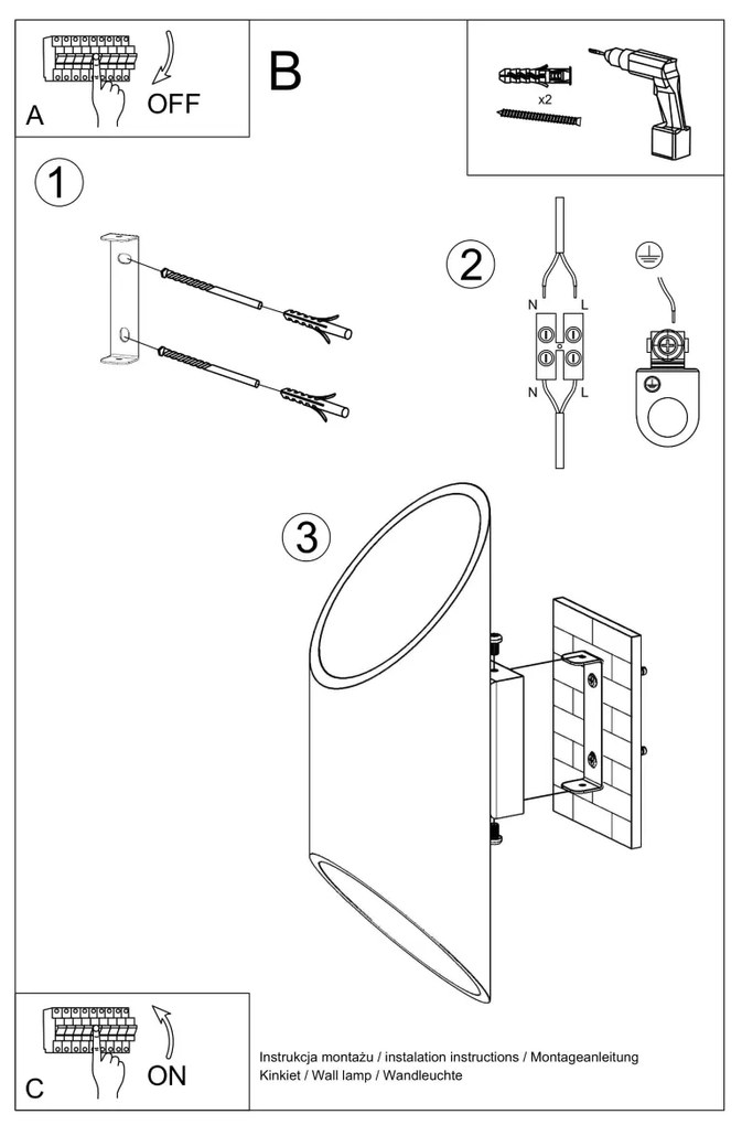 Nástěnné svítidlo Penne 2, 1x bílé kovové stínítko