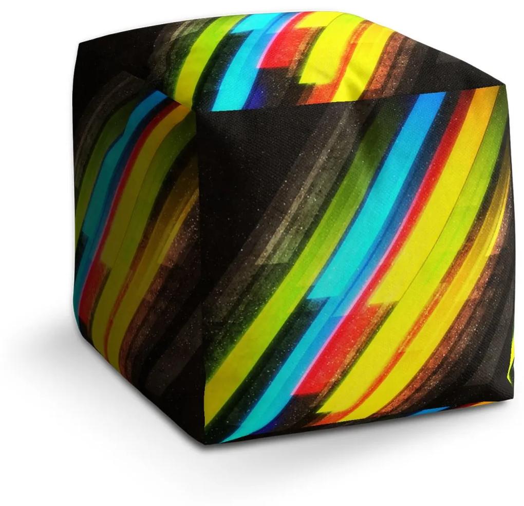 Sablio Taburet Cube Pruhová abstrakce: 40x40x40 cm