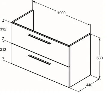 Ideal Standard i.Life A Skříňka pod umyvadlo 100 cm, 2 zásuvky, šedý křemen matný T5257NG