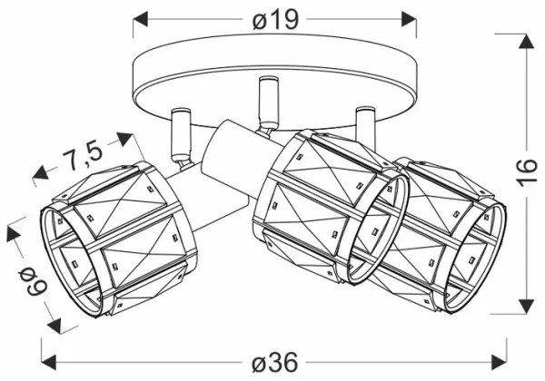 Bodové svítidlo DUBAI 3xE14/40W/230V pr. 36 cm černá/zlatá