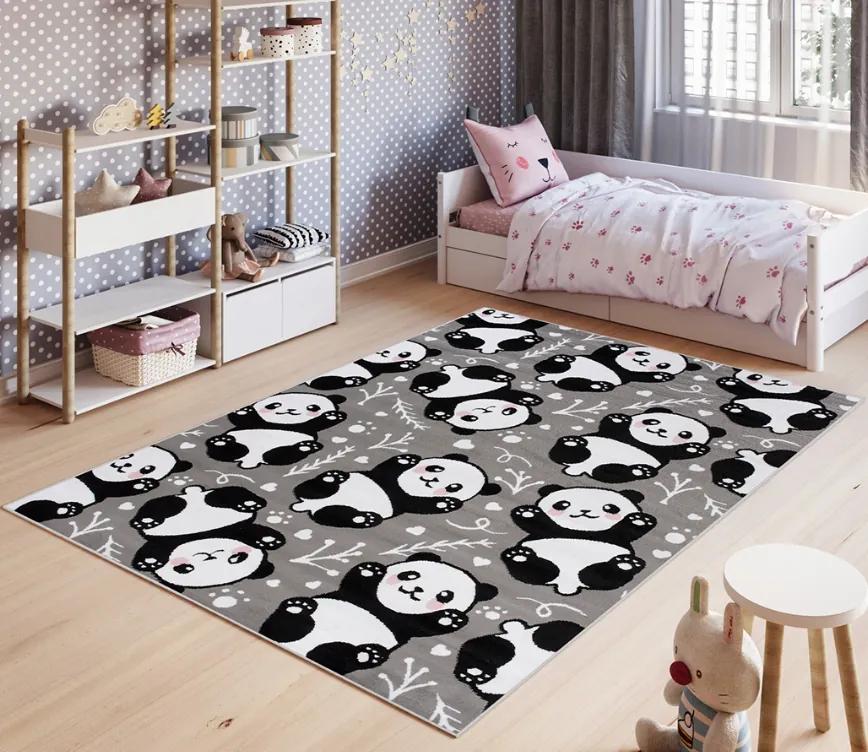 Chemex Dětský koberec Pandy šedý různé velikosti Rozměr: 120x170cm