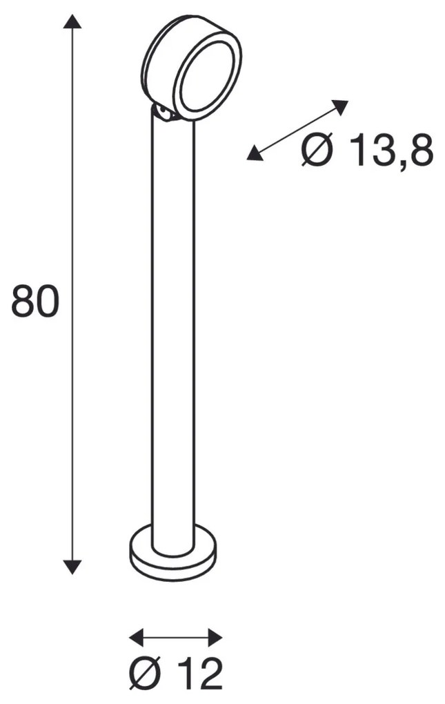 SLV 1002907 Eskina Pole, venkovní stmívatelná stojací lampa, LED 14,5W 3000/4000K, antracit, výška 80cm, IP65