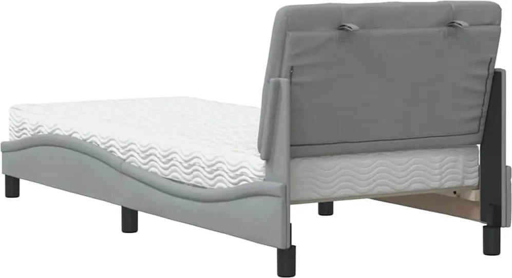 Postel s matrací světle šedá 90 x 190 cm textil 3310706