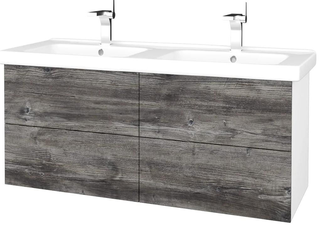 Dřevojas Koupelnová skříň VARIANTE SZZ4 125 (umyvadlo Harmonia) Varianta: N01 Bílá lesk / D05 Oregon