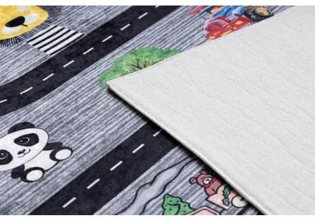 Dywany Luszczow Dětský kusový koberec BAMBINO 2092 pratelný Ulice, auta, protiskluz, antracit Rozměr koberce: 120 x 170 cm