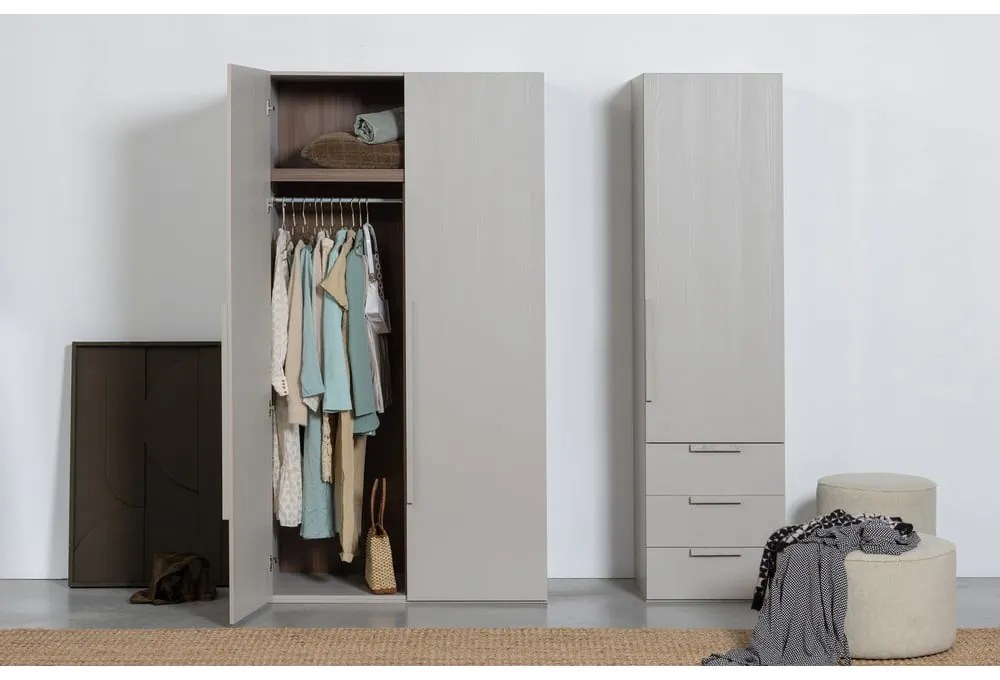 Šedá modulární skříň v dekoru ořechu 110x210x58 cm Rens – WOOOD