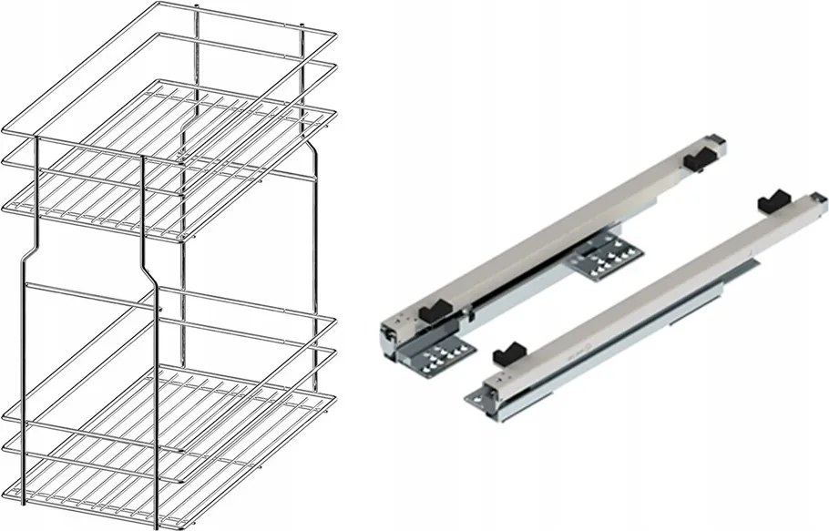 Cargo koš do spodní skříňky 40 cm 400 Chrom 2p s tlumením dovírání Rejs pod závěs
