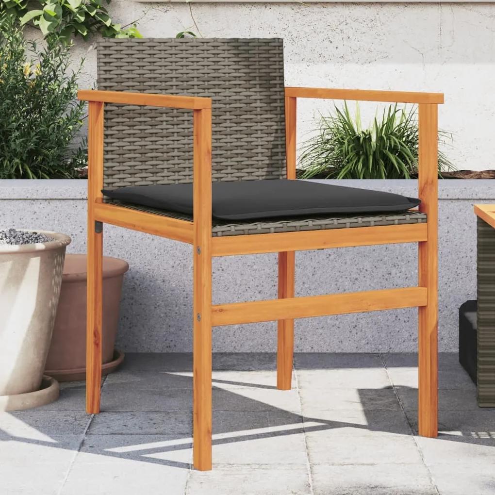 vidaXL Zahradní židle s poduškami 2ks polyratan a masivní dřevo [368712] Barva: Šedá
