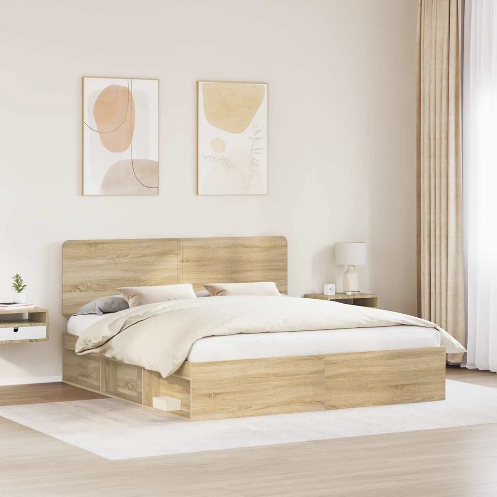 Rám postele s čelo Sonoma 200 x 200 cm Masivní borové dřevo 3412445