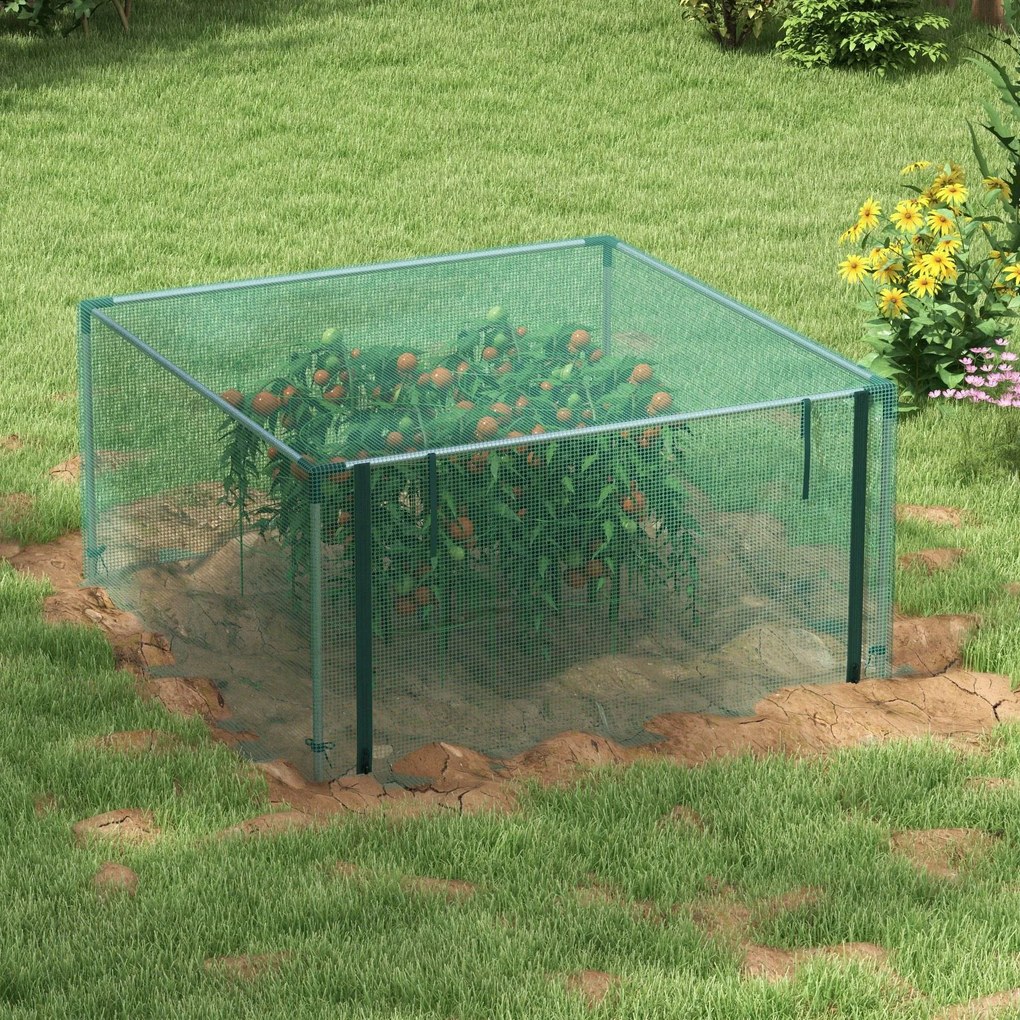 Outsunny Zahradní síť 1,25 x 1,25 m, Stan na ochranu rostlin se zipem, Ochranná síť proti hmyzu, Zelená síť na zeleninu odolná vůči větru, Ochranná s…