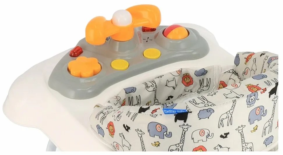 Dětské chodítko Baby Mix s volantem a silikonovými kolečky šedé