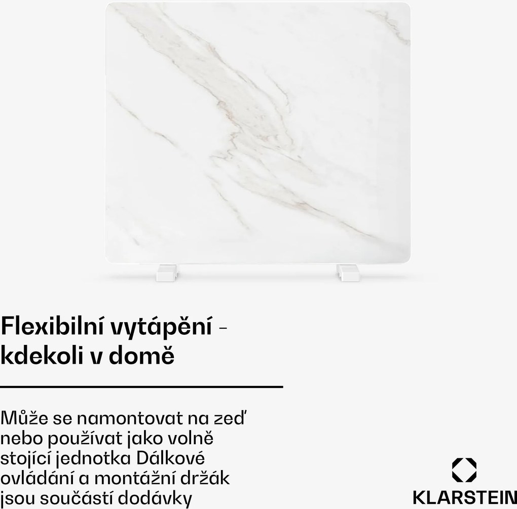 Klarstein MarmoHeat infračervený panel | 420 W | 6 - 12 m² | mramorový design | 70 cm x 63 cm
