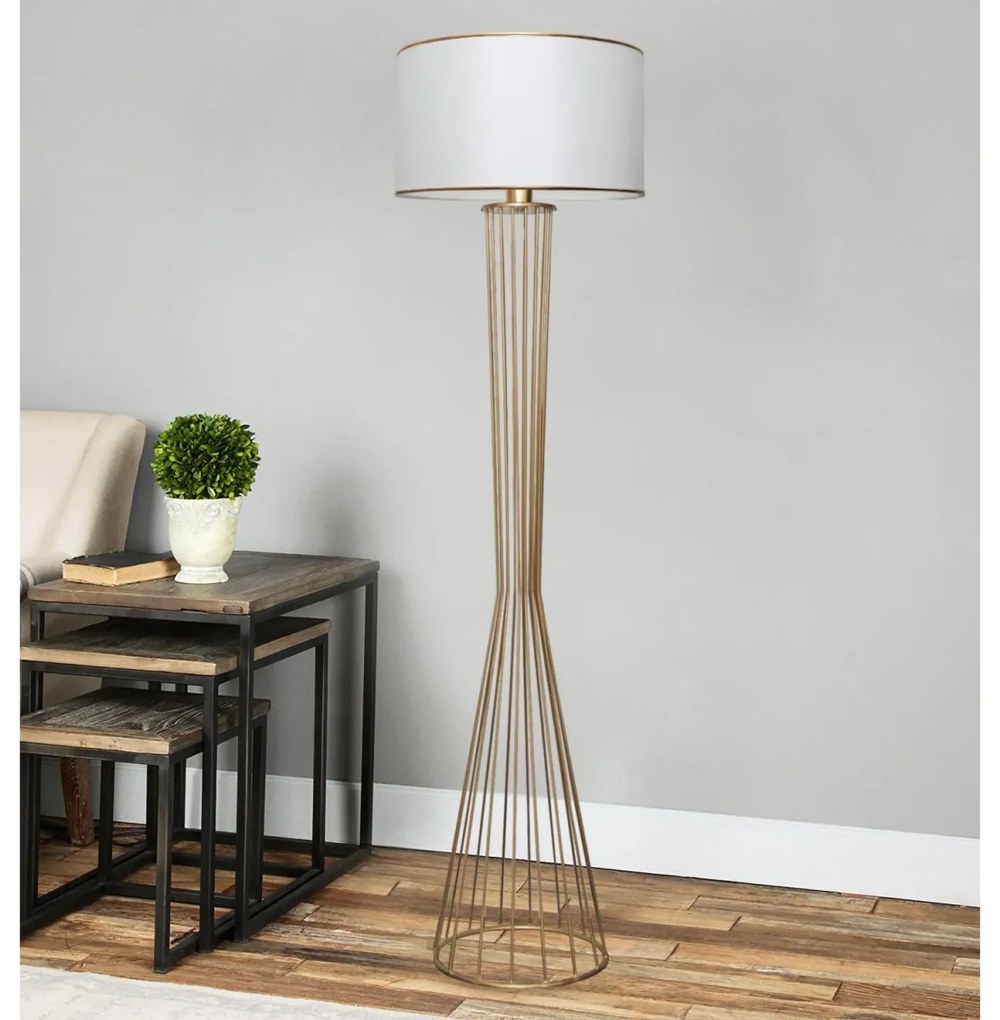 Stojací lampa AYD XII 155 cm bílá/zlatá