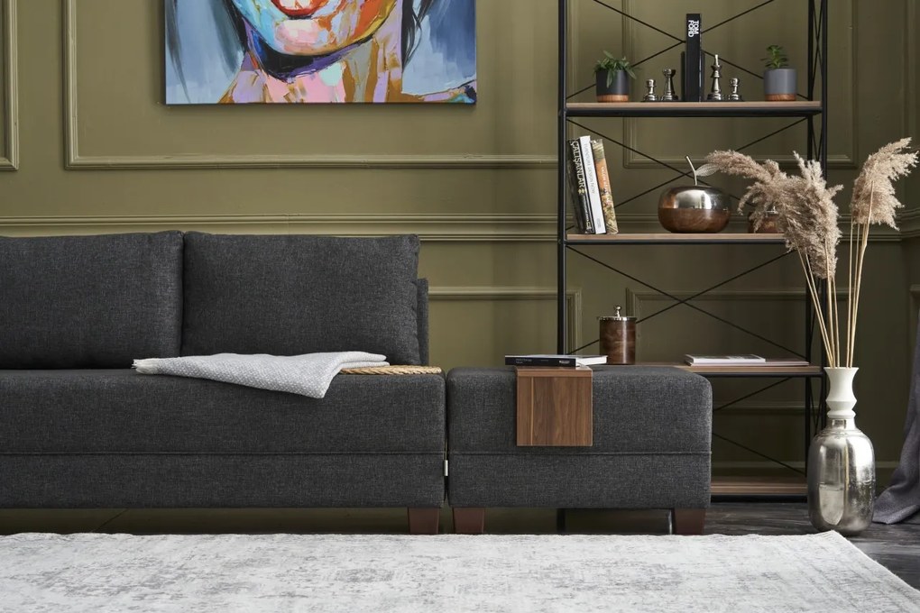 Atelier del Sofa Rohová sedací souprava Fly Left - Anthracite, Antracitová