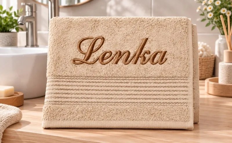 Bellatex Froté ručník proužek s výšivkou jména 50x100 cm Béžová
