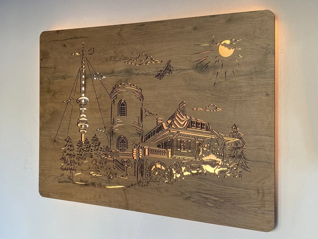 Li-Go "Kleť" světelný obraz 230V 90x62 cm provedení povrchu: dub světlý