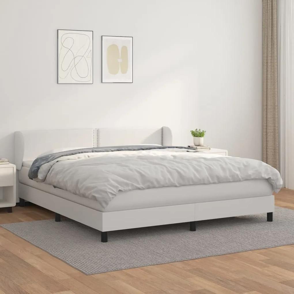 vidaXL Box spring postel s matrací bílá 160x200 cm umělá kůže