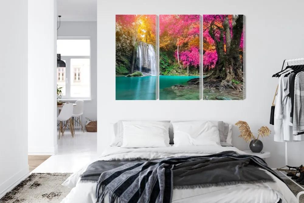 Vícedílný obraz Krásný Lesní Vodopád Nedostatek Nedostatek Plátno Canvas 180x120