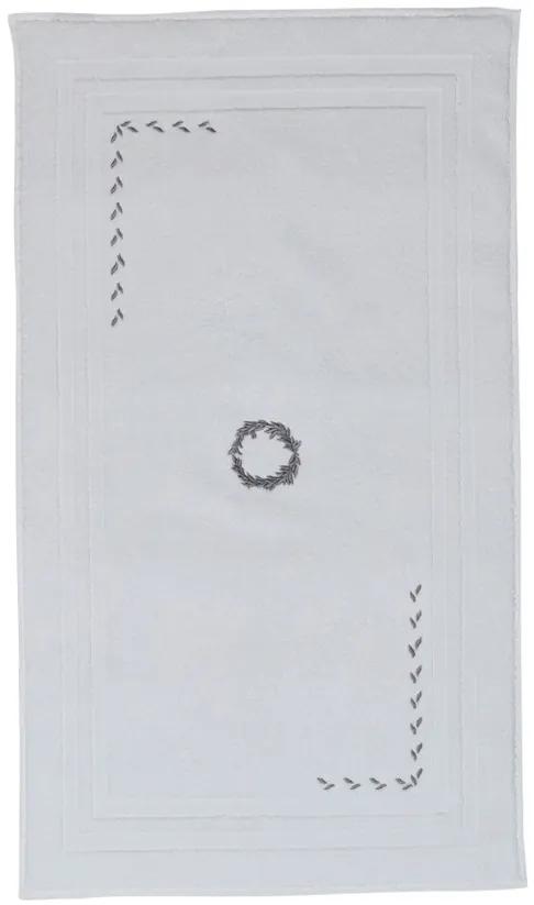 Koupelnová předložka SEHZADE 50x90 cm - Bílá / stříbrná výšivka, Soft Cotton