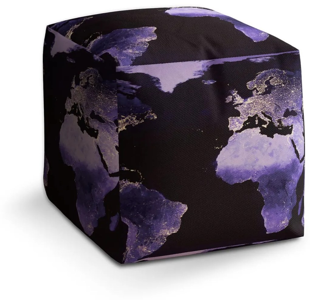 Sablio Taburet Cube Světelná mapa světa: 40x40x40 cm