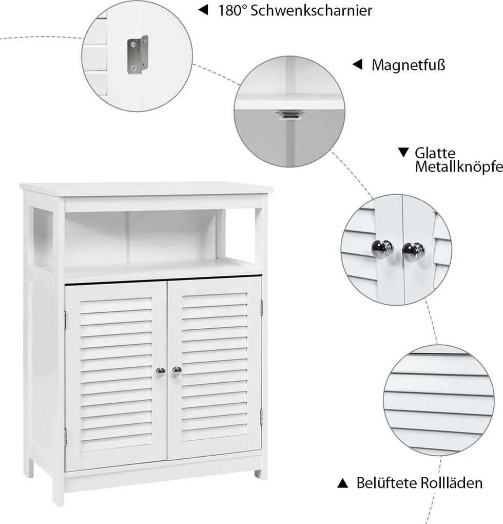 Costway Koupelnová skříňka Dřevěná koupelnová skříňka do koupelny 60