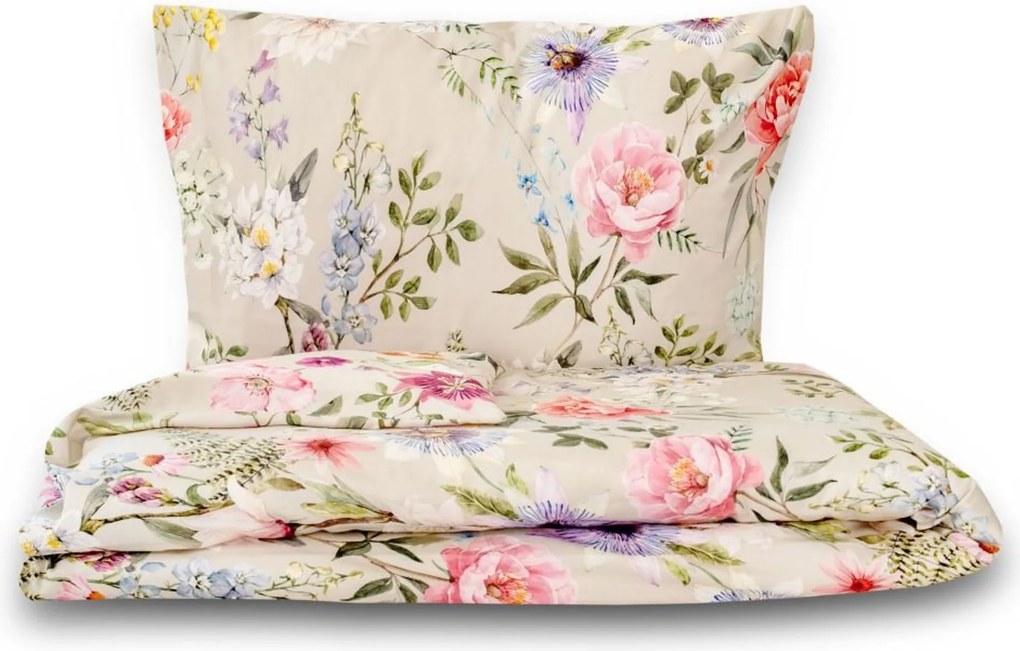 Saténové povlečení LUXURY COLLECTION Botanica elegance - 1x 240/200, 2x 70/90cm