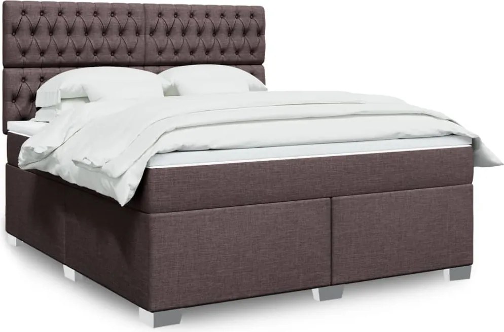 Box spring postel s matrací tmavě hnědá 180x200 cm textil 3292877