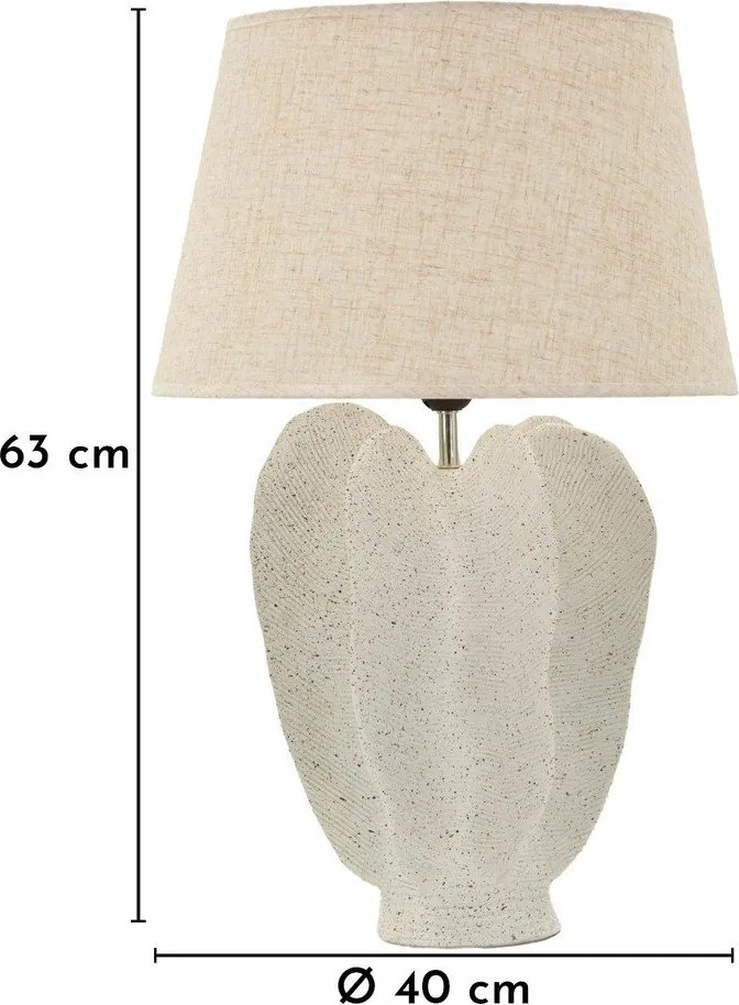 Krémová stolní lampa s textilním stínidlem (výška 63 cm) Ester – Mauro Ferretti