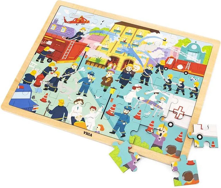 Dřevěné puzzle 48 dílků Viga Hasiči