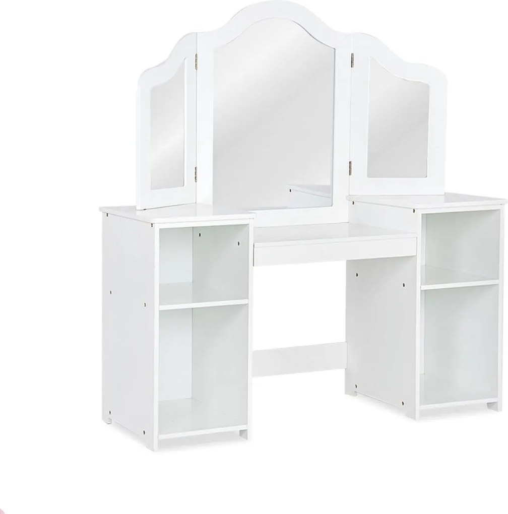 Costway 2 v 1 Dětský toaletní stolek se zrcadlem – 107 × 40 × 117 cm, bílý