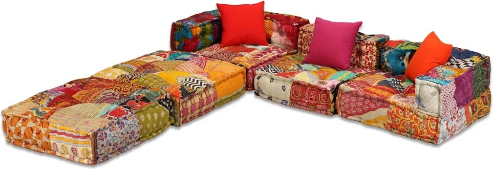 3místný modulární pouf patchwork textil 244979