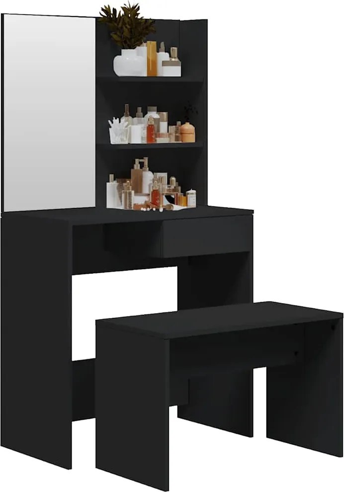 Set toaletního stolku černý 74,5 x 40 x 141 cm 3114140