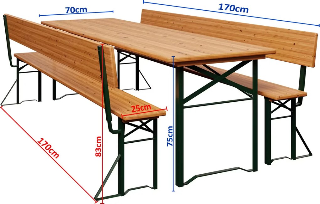 Deuba Pivní set s opěrkou 170 cm - skládací