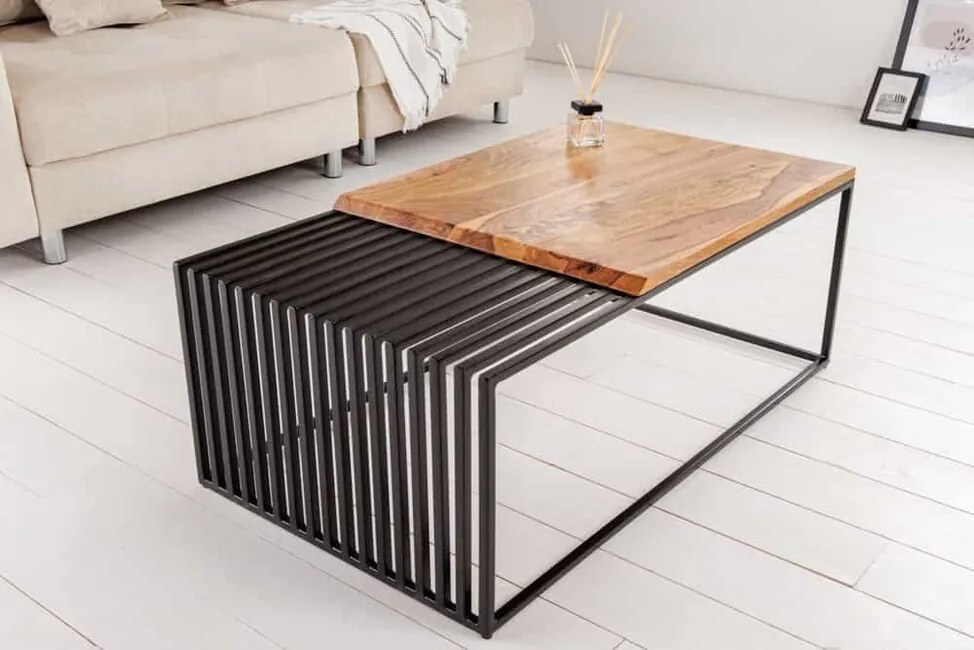 Designový konferenční stolek z masivu Skövde Sheesham 100cm