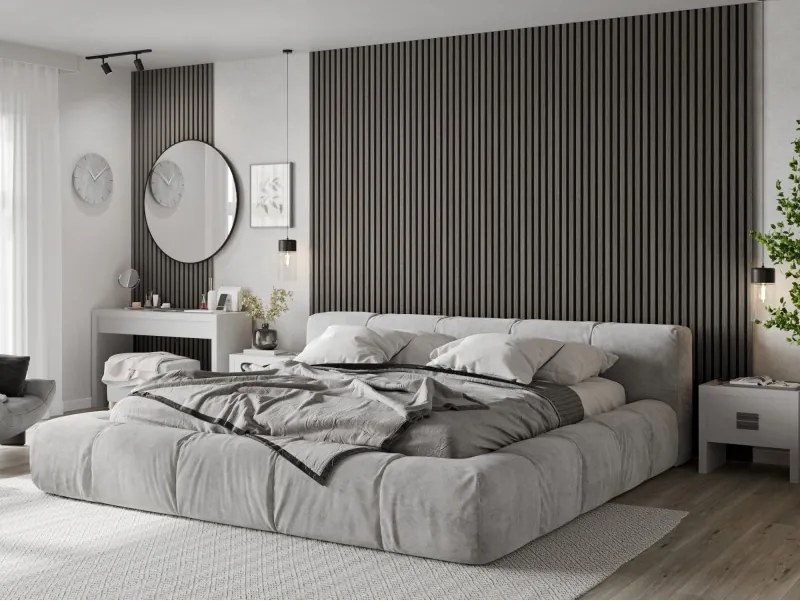 Mexen Lam-F, akustické stěnové lamely 275 × 30 cm, plstěný podklad 8 mm, technická dýha, dub stříbřitý, S105-275307-3015-007