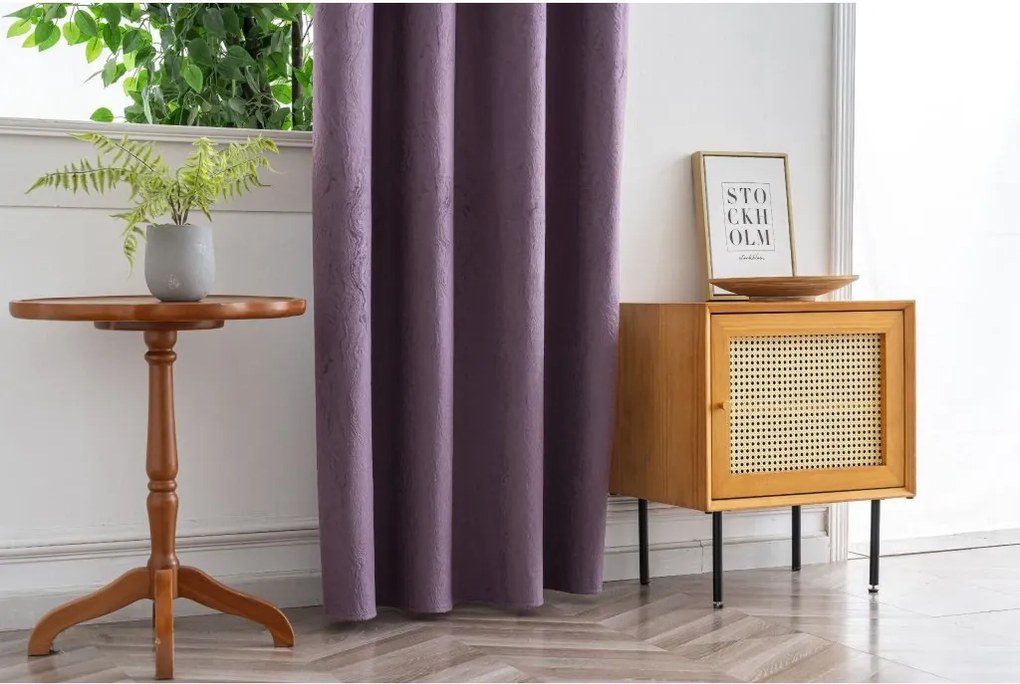 Zatemňovací závěs DUNES VELVET 140x250 cm, fialový Zavěšení: Řasící páska