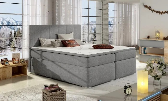 Postel Boxspring Bolero 160x200 cm, šedá, vč. matrace a úp