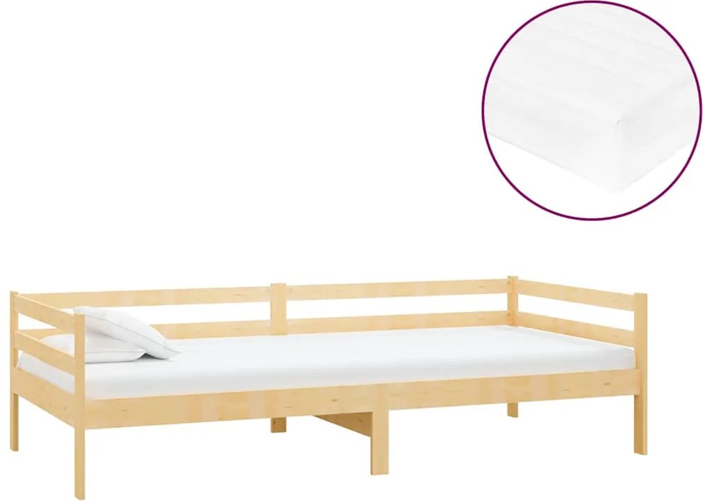 Válenda s matrací 90 x 200 cm masivní borové dřevo 3083554