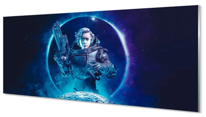 akrylový obraz Space žena moon 120x60 cm