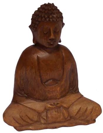 Dřevěná socha Buddha - meditace, 20 cm
