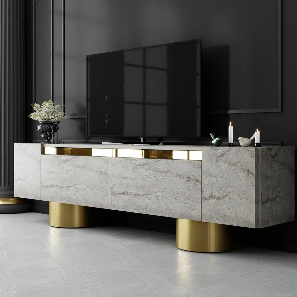 Televizní stolek Bohem Travertine and Gold