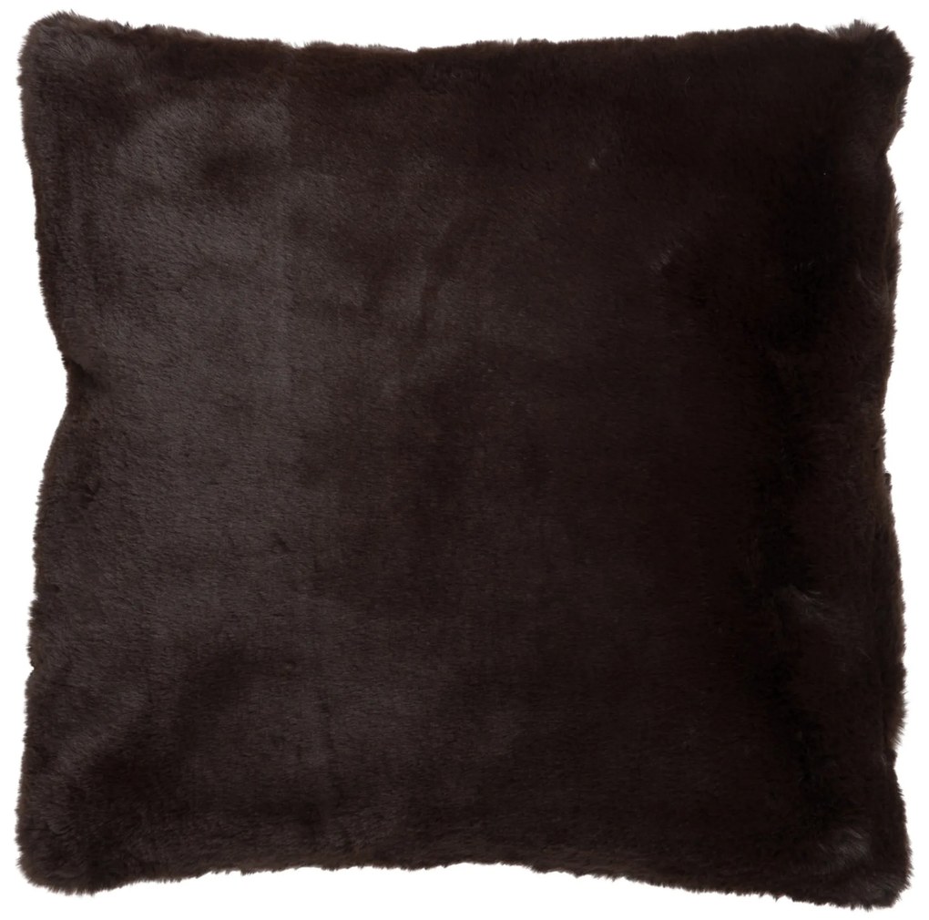 Tmavě hnědý chlupatý polštář Cutie - 45*45*4 cm