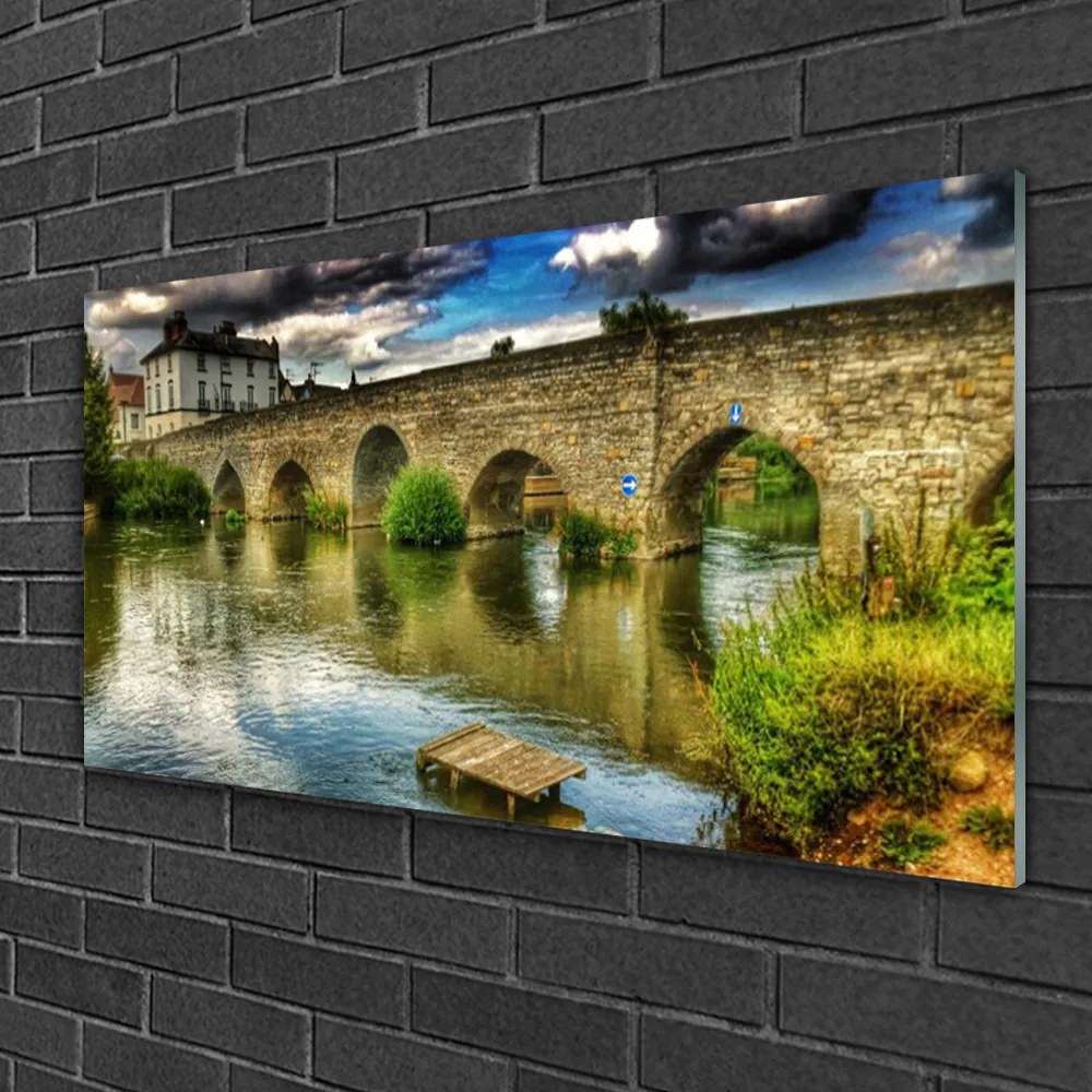 Obraz na skle Most Řeka Architektura 140x70 cm