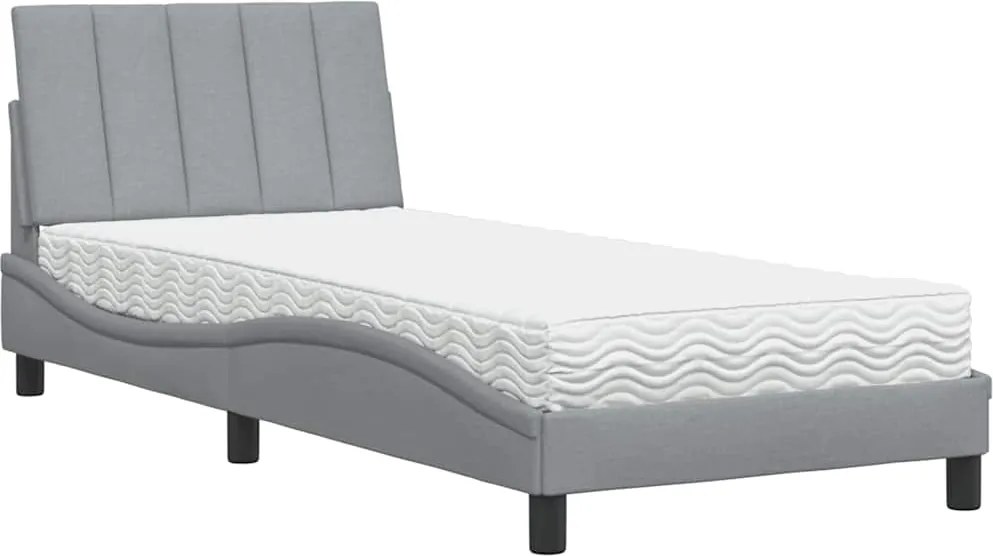 Postel s matrací Hanko světle šedá 90 x 200 cm textil 3310503
