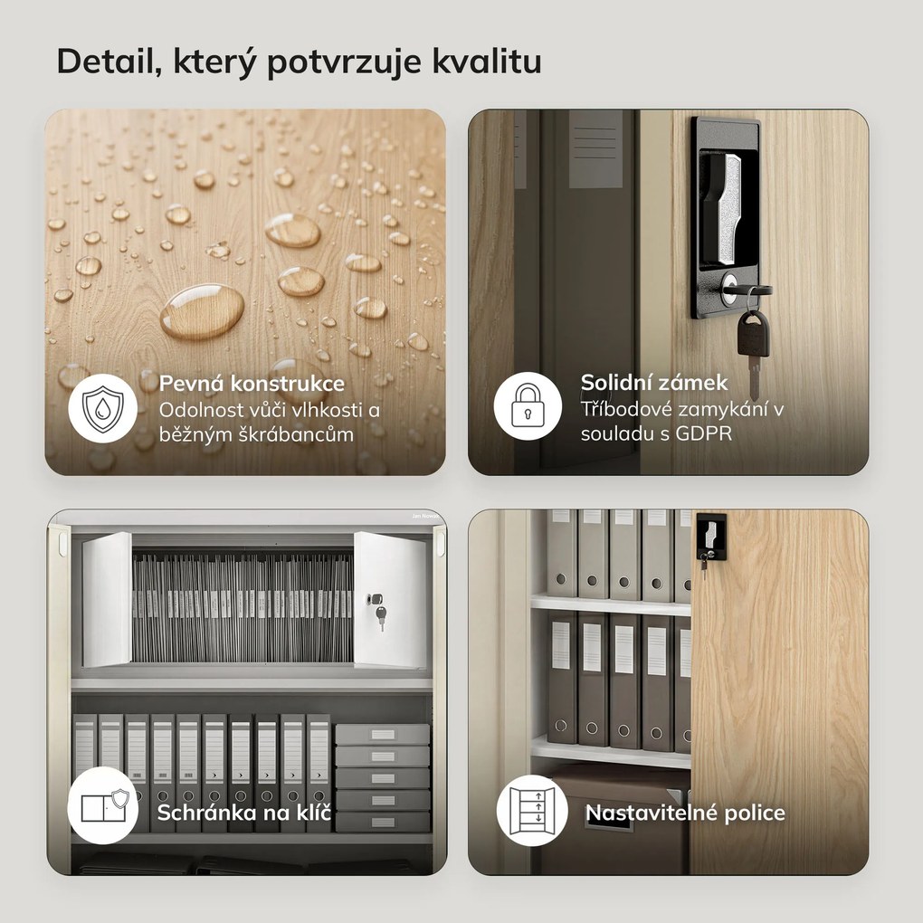 Kovová skříň s úložným prostorem bílá/dub sonoma, 900x1850x450 mm: TOMASZ Eco Design