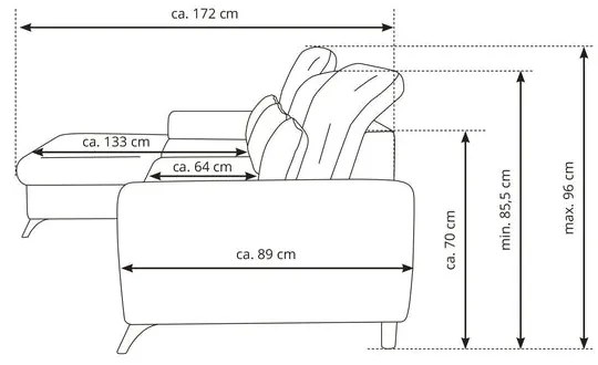 Rohová sedačka rozkládací Alta levý roh ÚP zelená