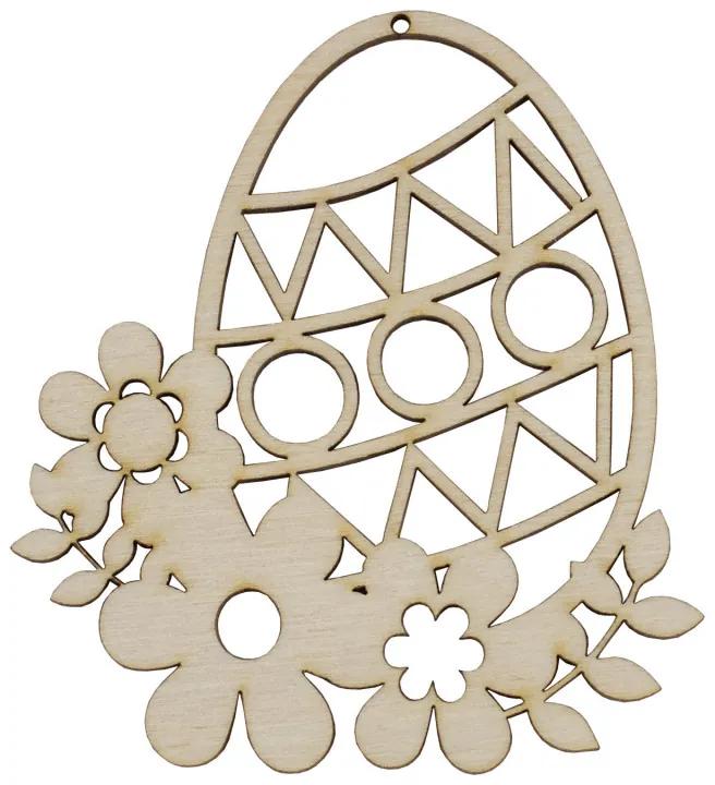 Dřevěná Velikonoční dekorace Velikonoční vajíčka květiny a geometrický vzor V17 galanteriadrew